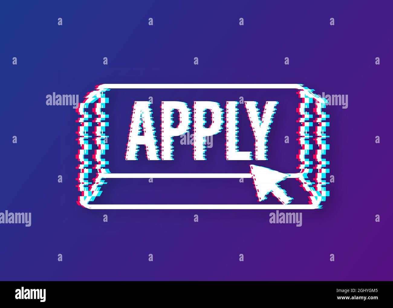 Apply with cursor button. Internet glitch icon. Pointer click icon. Vector stock illustration ...