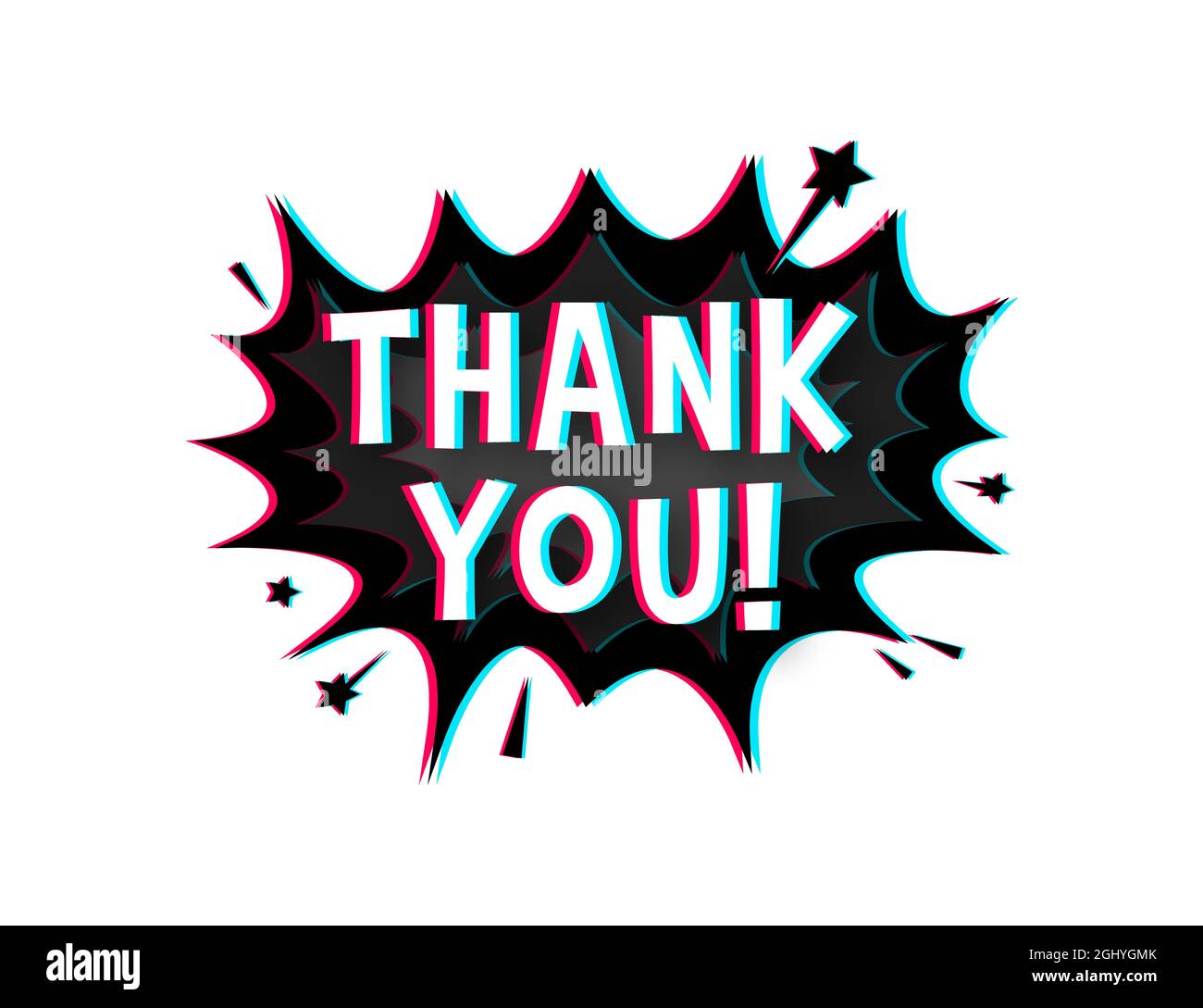 Comic speech bubbles with text Thank You. Glitch icon. Symbol, sticker ...