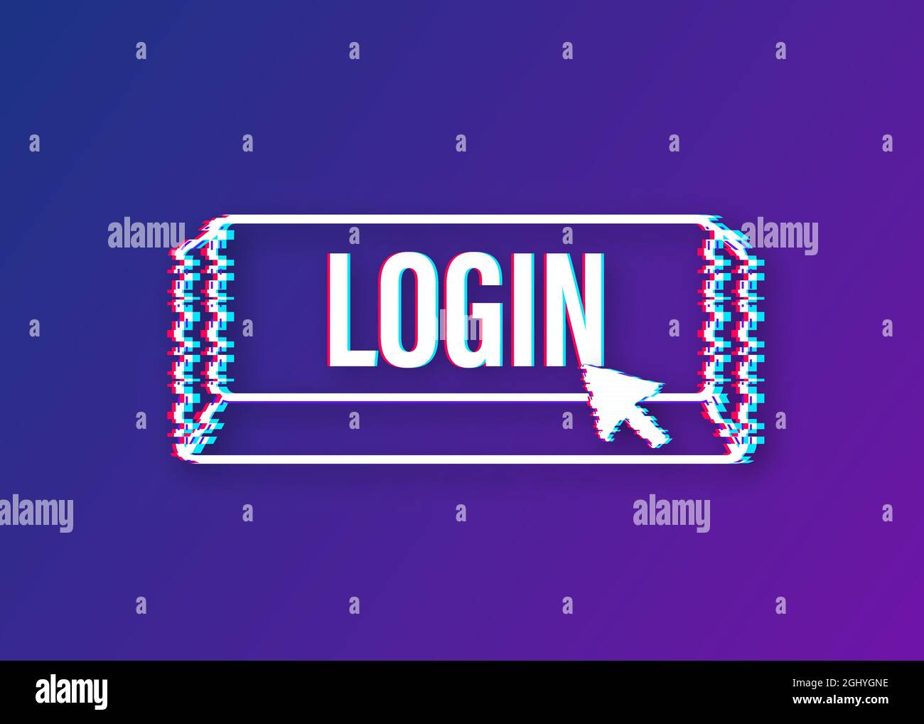 Login. Glitch icon. Web banner. Arrow, cursor icon. Arrow vector icon. Hand click Vector stock ...