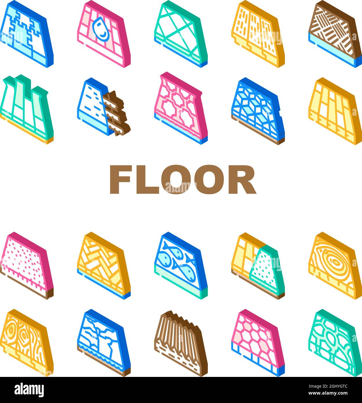 Floor Material Layers Renovation Icons Set Vector Stock Vector Image ...