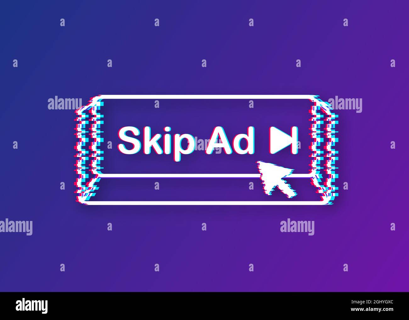 Skip advertisement web icon isolated on the white background. Glitch ...