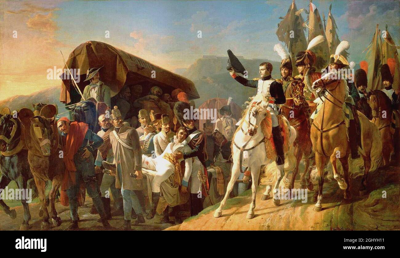 Napoleon saluting Autrian wounded after their defeat at the Battle of ...