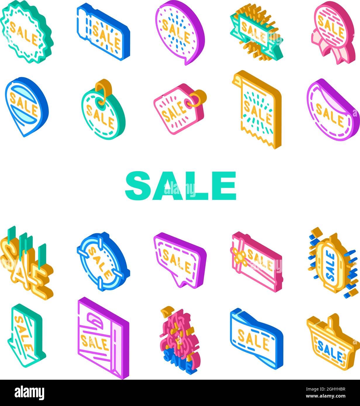 Summer Sale And Season Discount Icons Set Vector Stock Vector Image ...