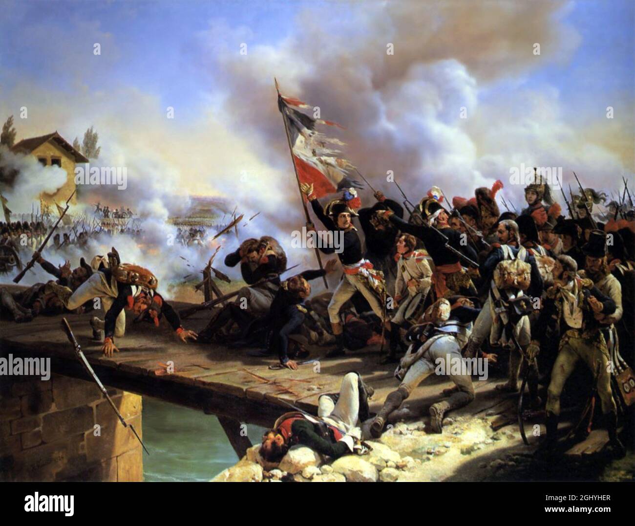 Naploeon fighting in the Battle of the Pont d'Arcole (Arcole Bridge) in ...