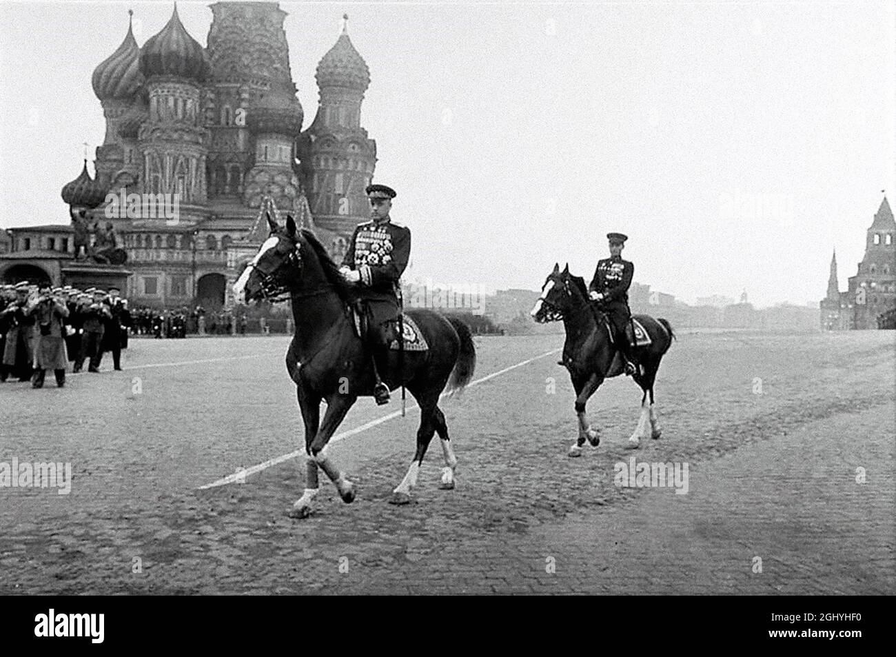 Marshall Rokossovsky as commander of the Moscow Victory Parade after ...