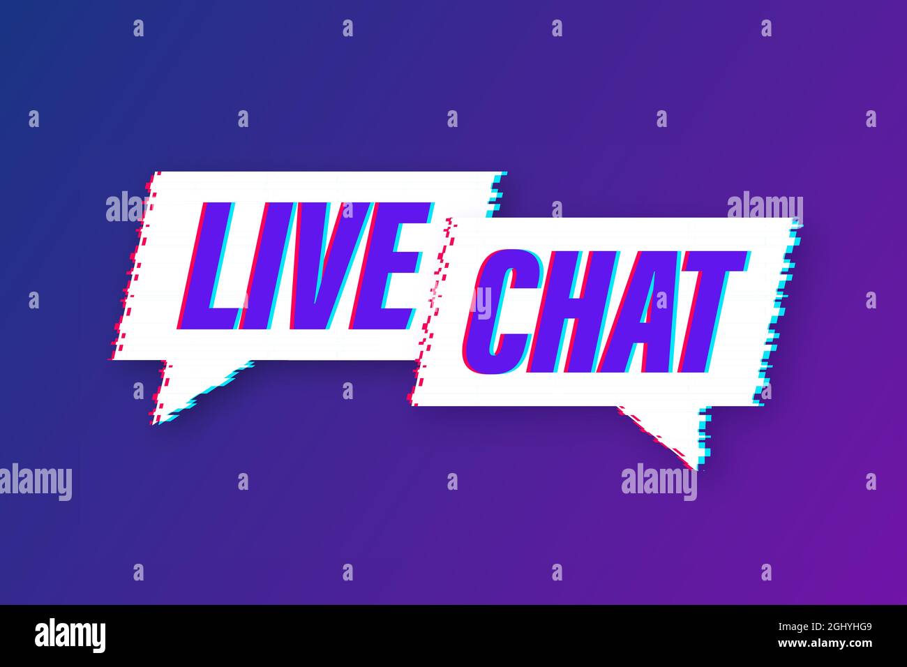 live chat speech bubbles concept. Glitch icon. Vector stock ...
