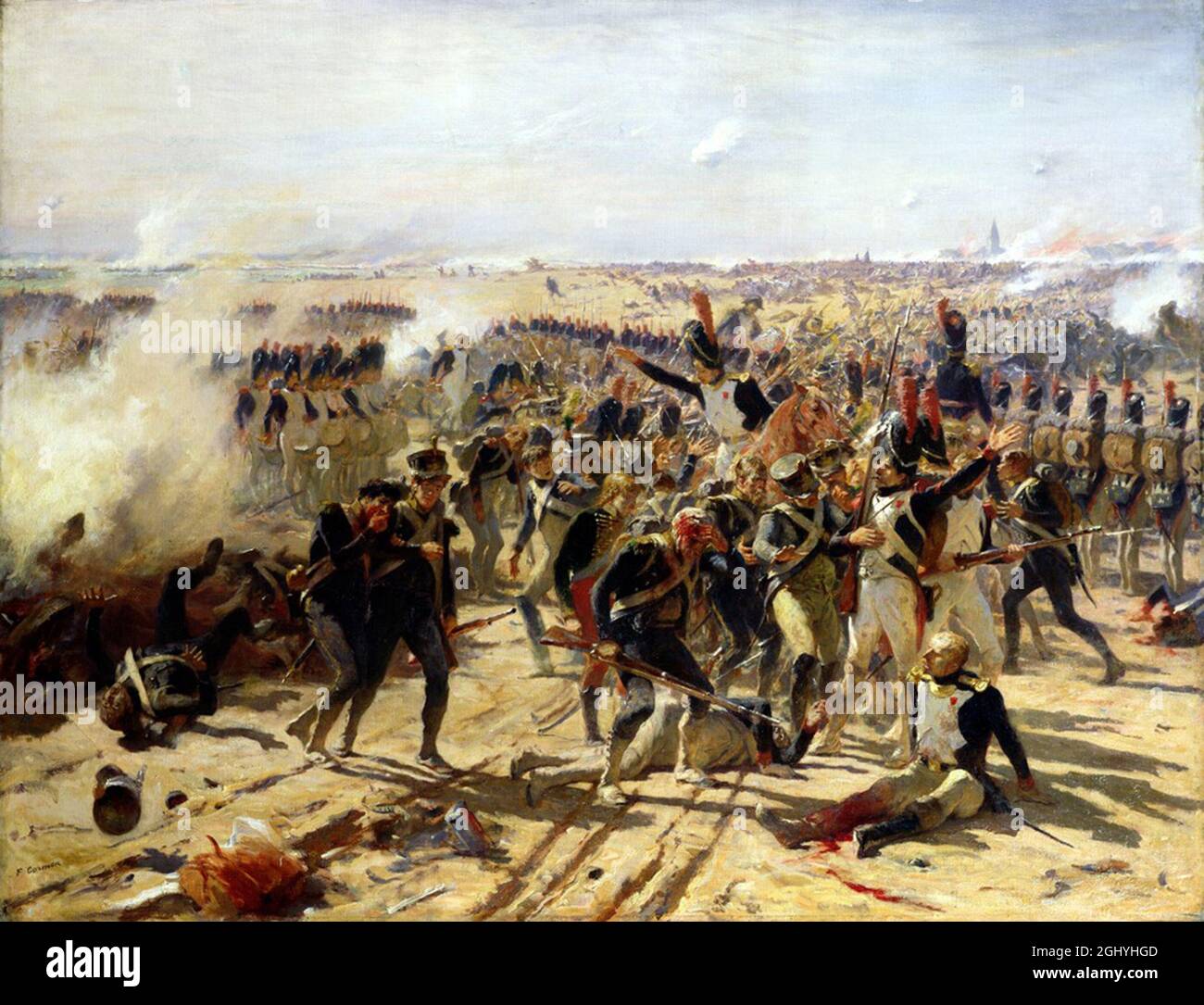 Napoleon giving orders during the Battle of Essling-Aspern in 1809 in ...