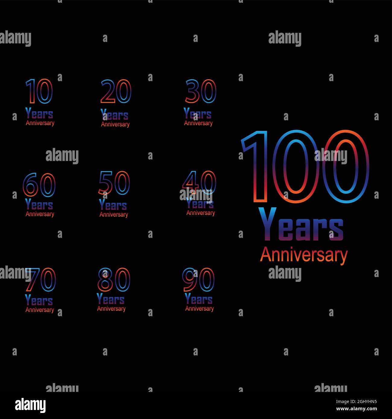 Set Year Anniversary Logo Vector Template Design Illustration Stock ...