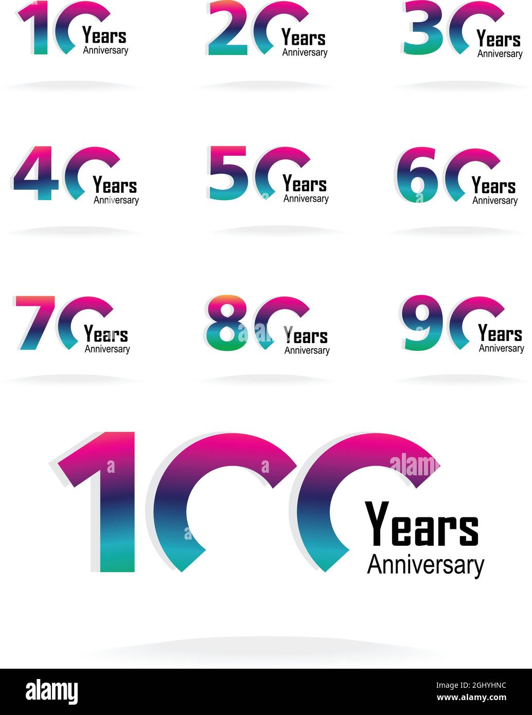 Set Year Anniversary Logo Vector Template Design Illustration Stock ...