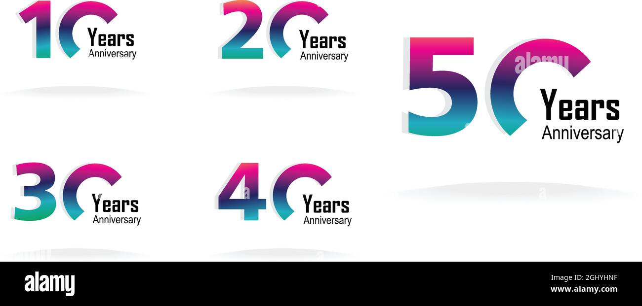 Set Year Anniversary Logo Vector Template Design Illustration Stock ...