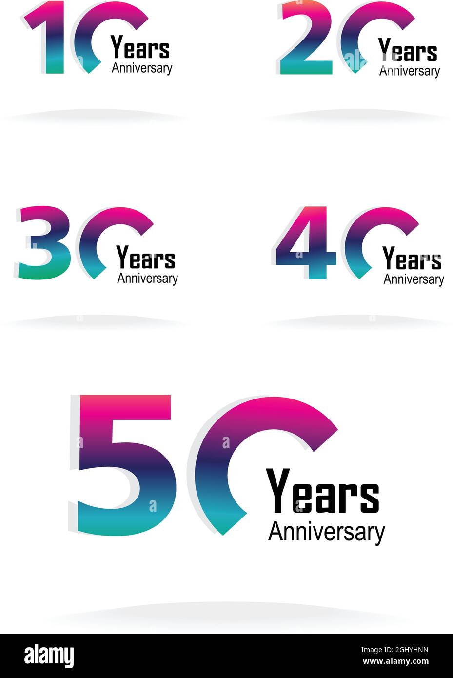 Set Year Anniversary Logo Vector Template Design Illustration Stock ...