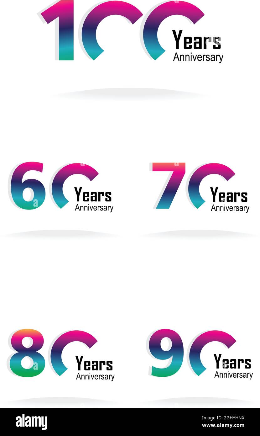Set Year Anniversary Logo Vector Template Design Illustration Stock ...