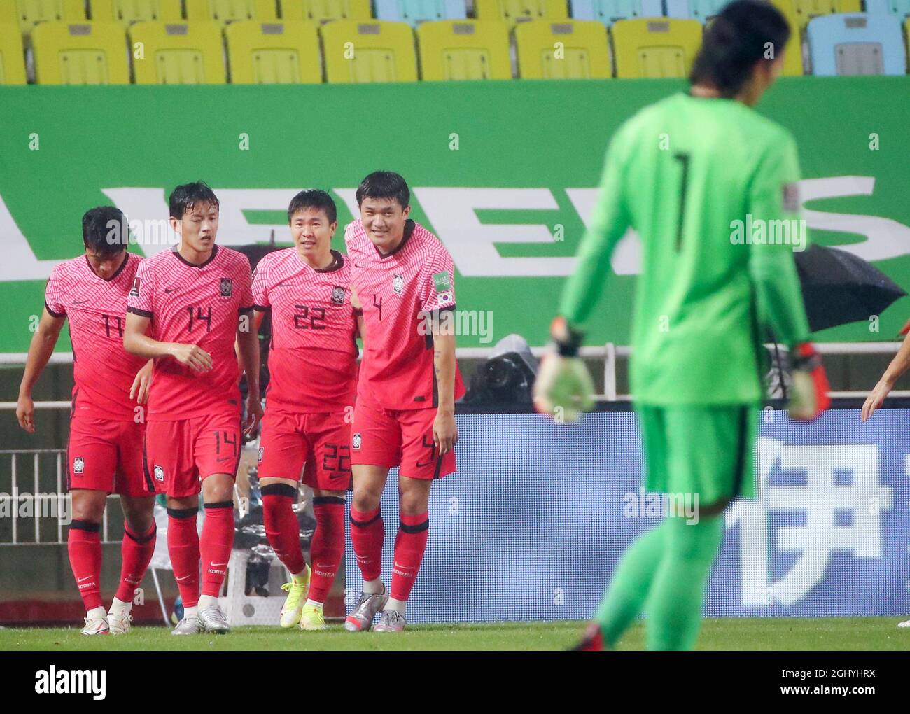 08th Sep, 2021. Football player Kwon celebrating his goal Kwon Chang ...