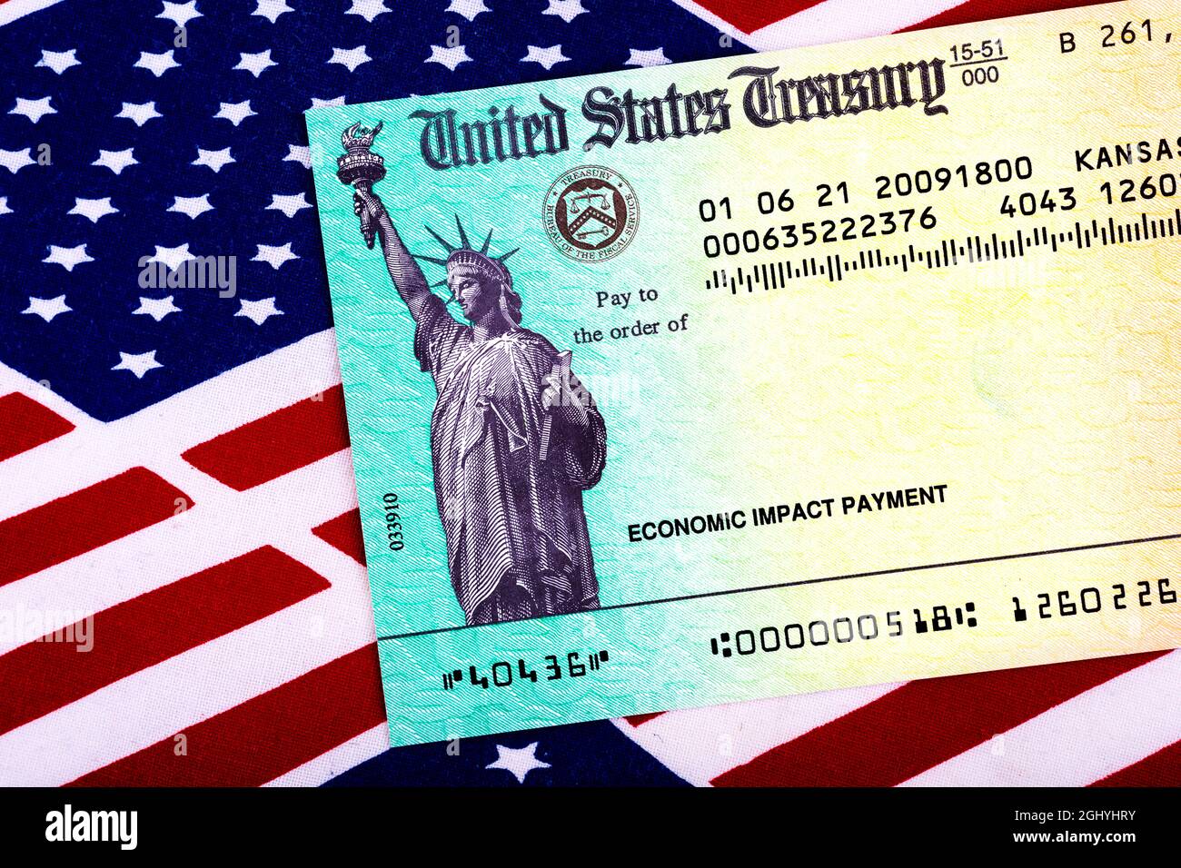 US Government Stimulus Check American Flag Stock Photo - Alamy