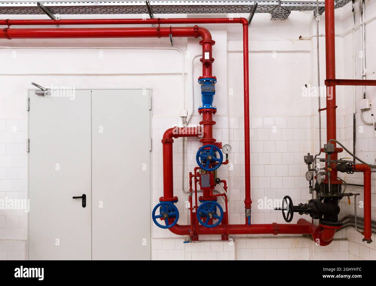 Heating system in boiler room Stock Photo - Alamy