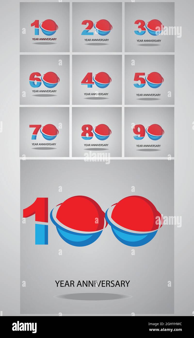 Set Year Anniversary Logo Vector Template Design Illustration Stock ...