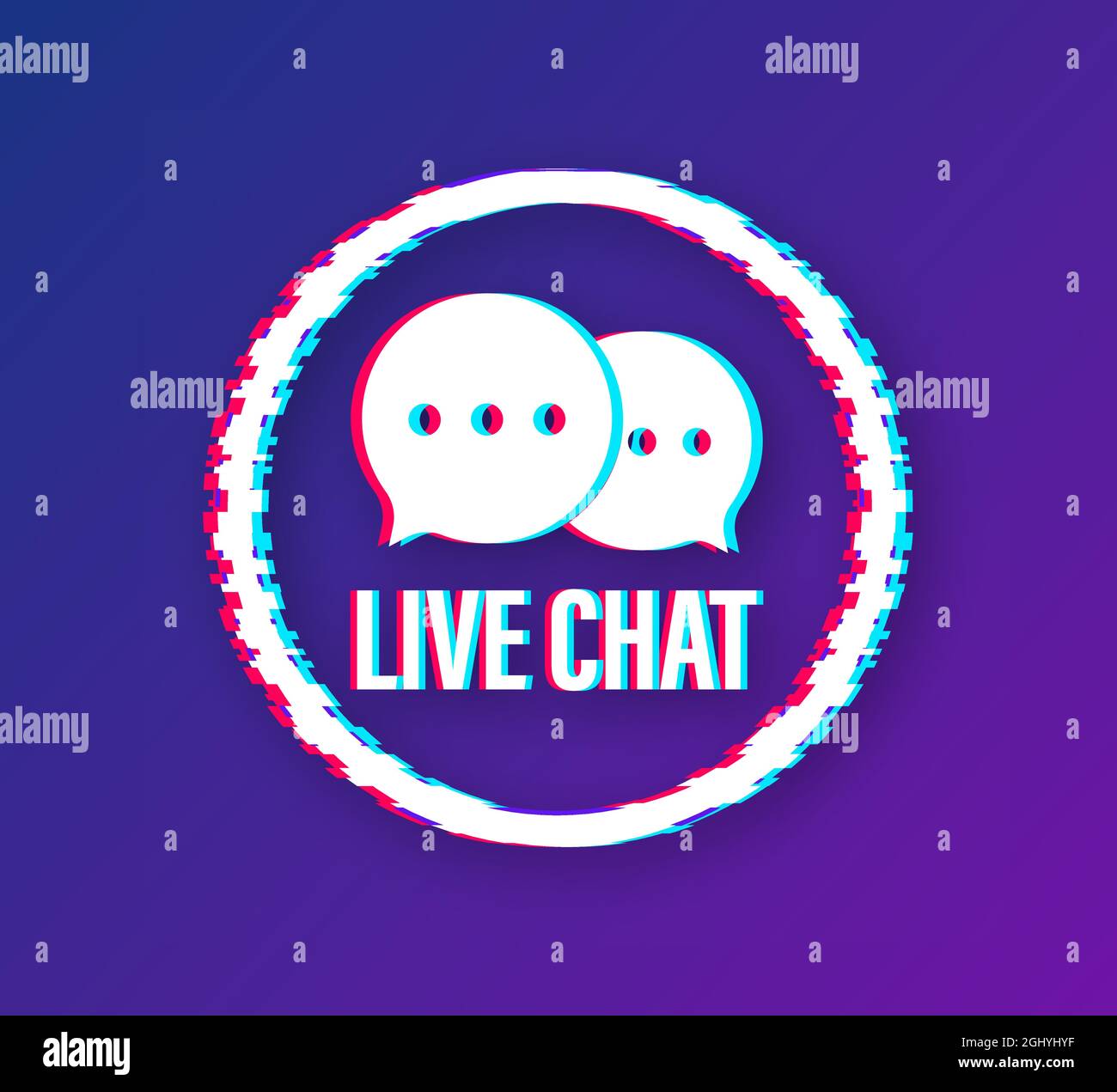 Live chat speech bubbles concept. Glitch icon. Vector stock ...