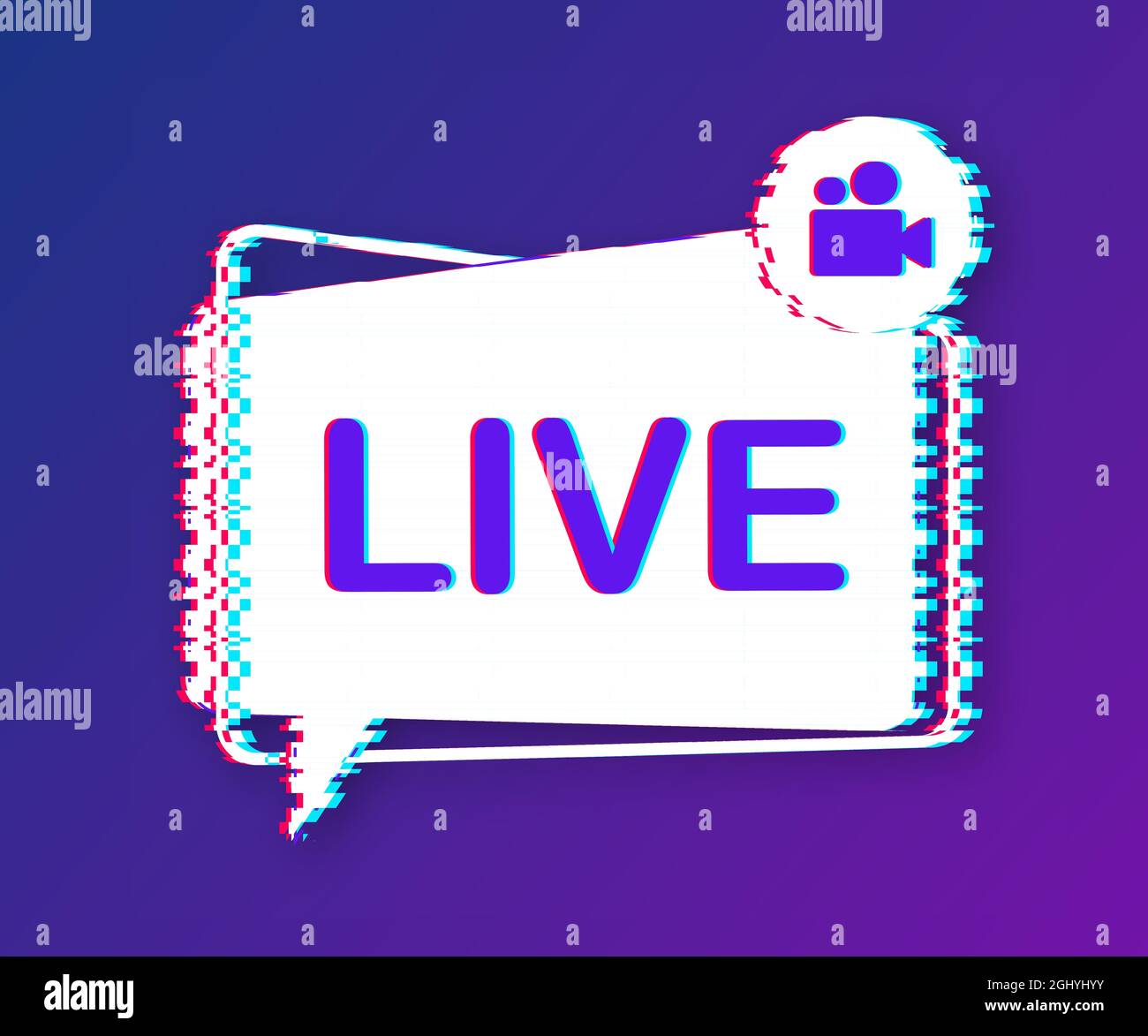 Live streaming logo. Glitch icon. Stream interface. Vector stock ...