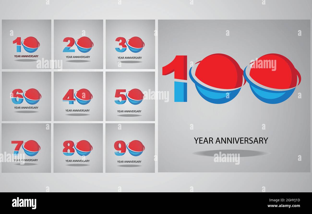 Set Year Anniversary Logo Vector Template Design Illustration Stock ...