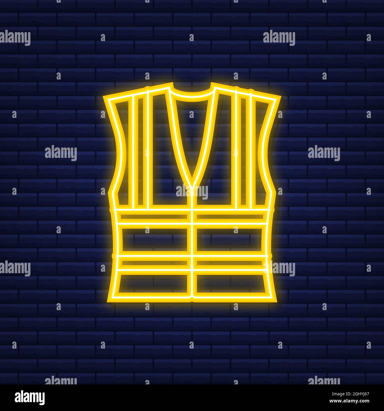 Safety jacket security. Yellow work uniform with reflective stripes ...