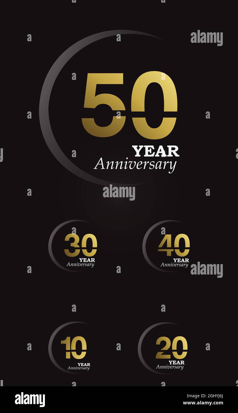 Set Year Anniversary Logo Vector Template Design Illustration gold and ...