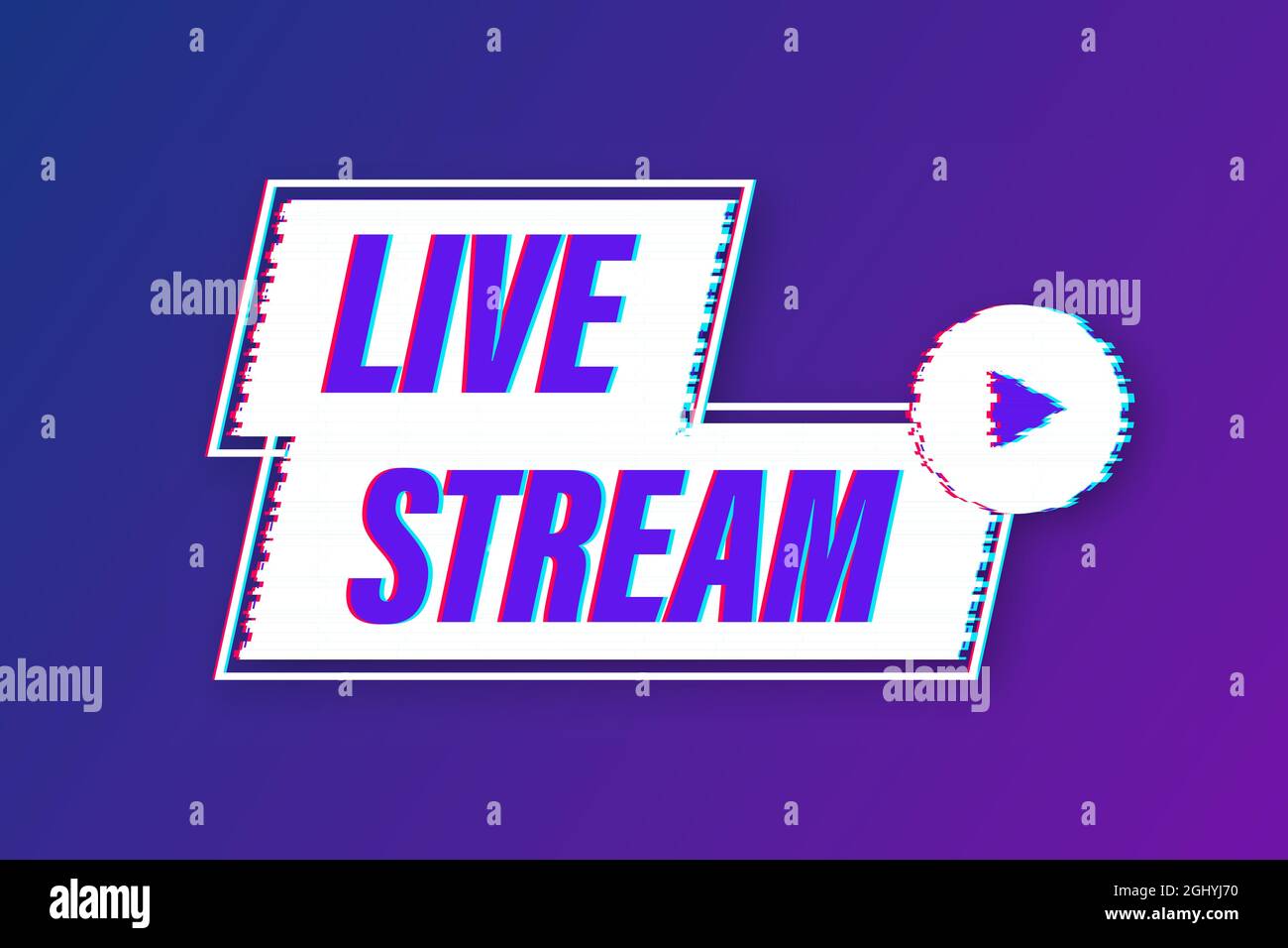 Live stream glitch logo, news and TV or online broadcasting. Vector ...