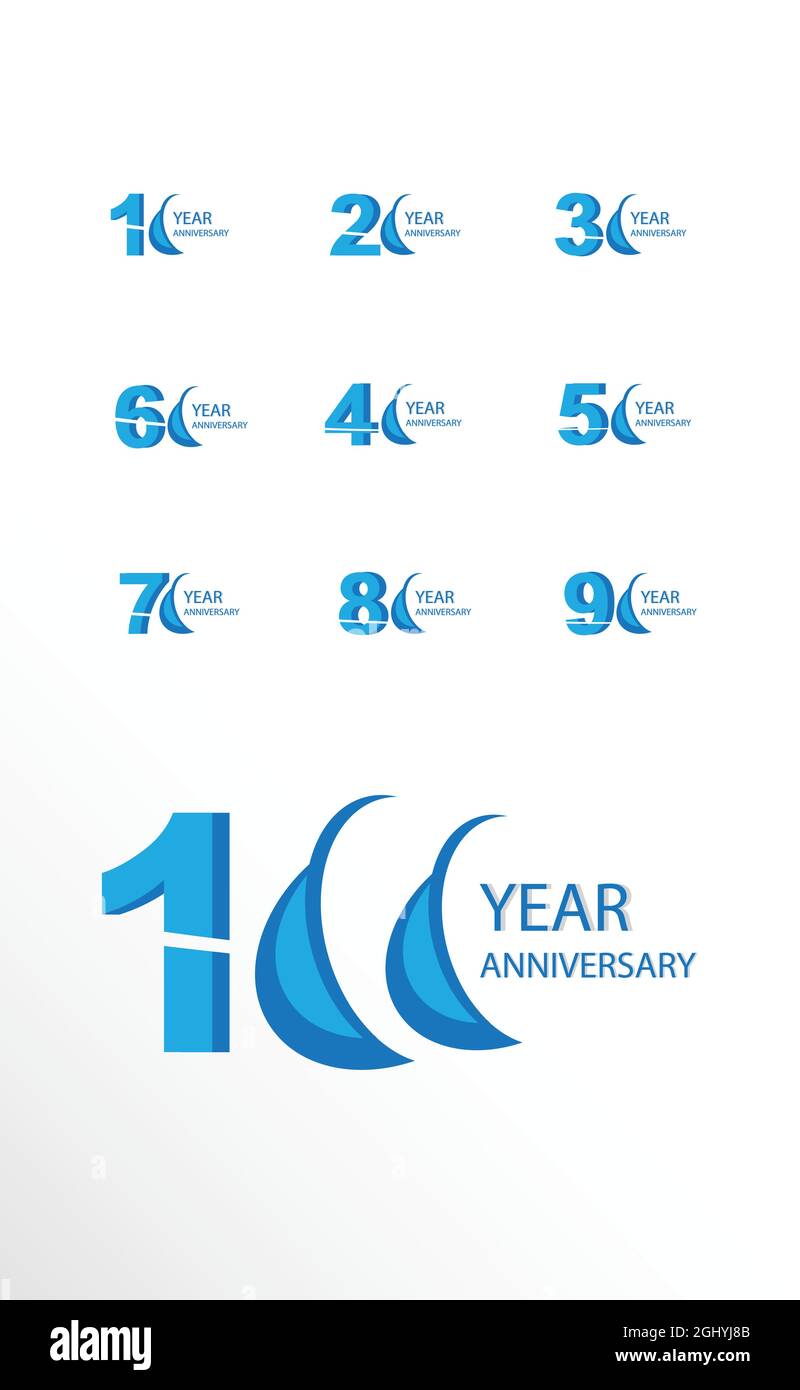 Set Year Anniversary Logo Vector Template Design Illustration Stock ...