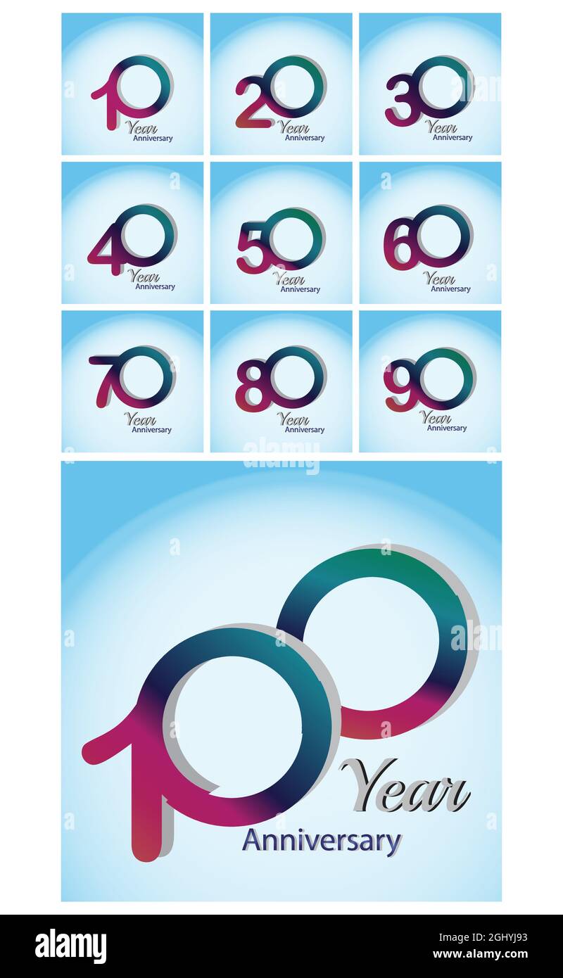 Set Year Anniversary Logo Vector Template Design Illustration Stock ...