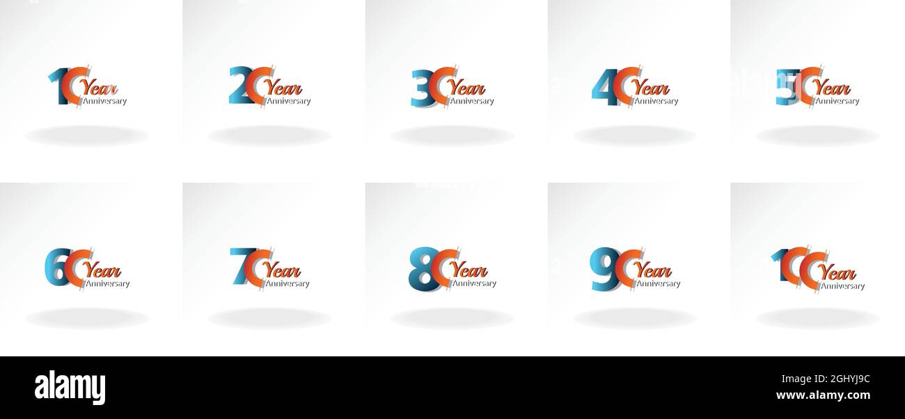 Set Year Anniversary Logo Vector Template Design Illustration Stock ...