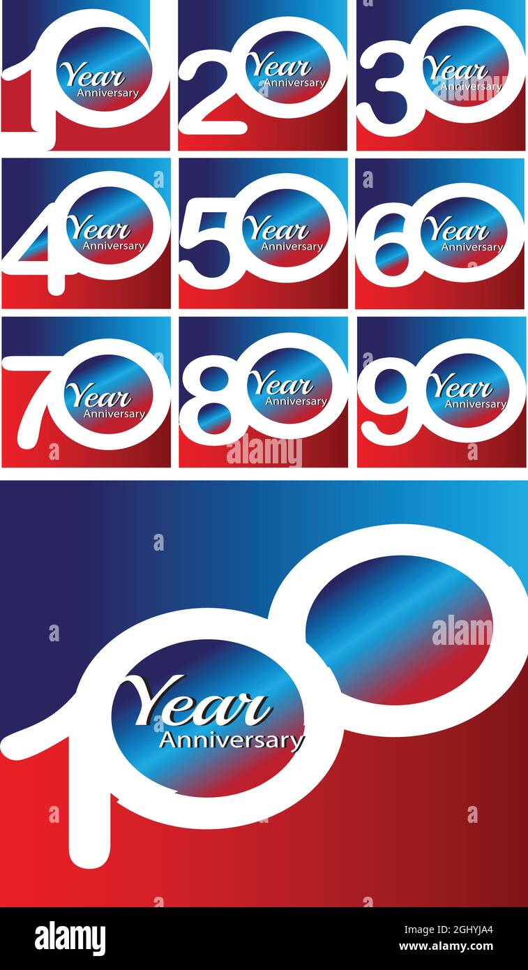 Set Year Anniversary Logo Vector Template Design Illustration Stock ...
