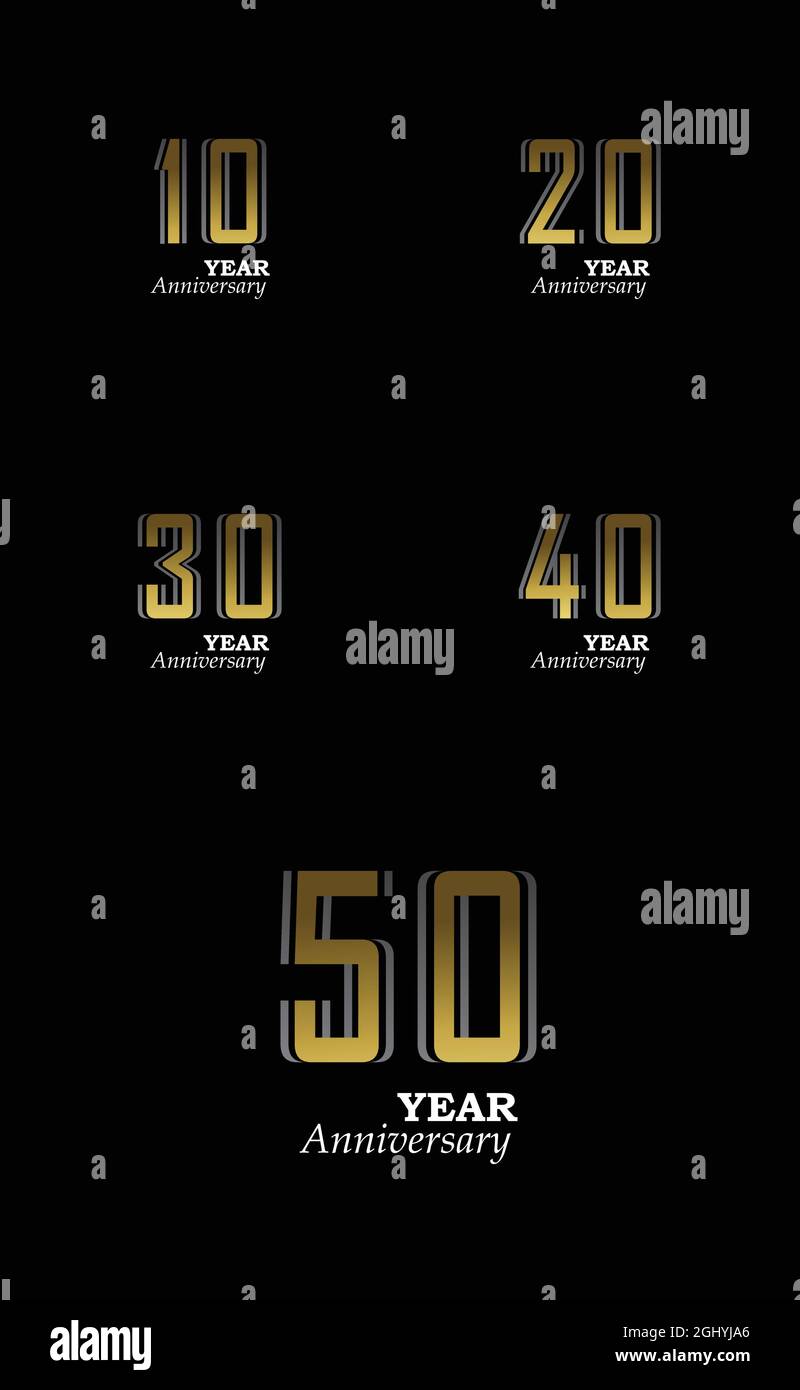Set Year Anniversary Logo Vector Template Design Illustration gold and ...