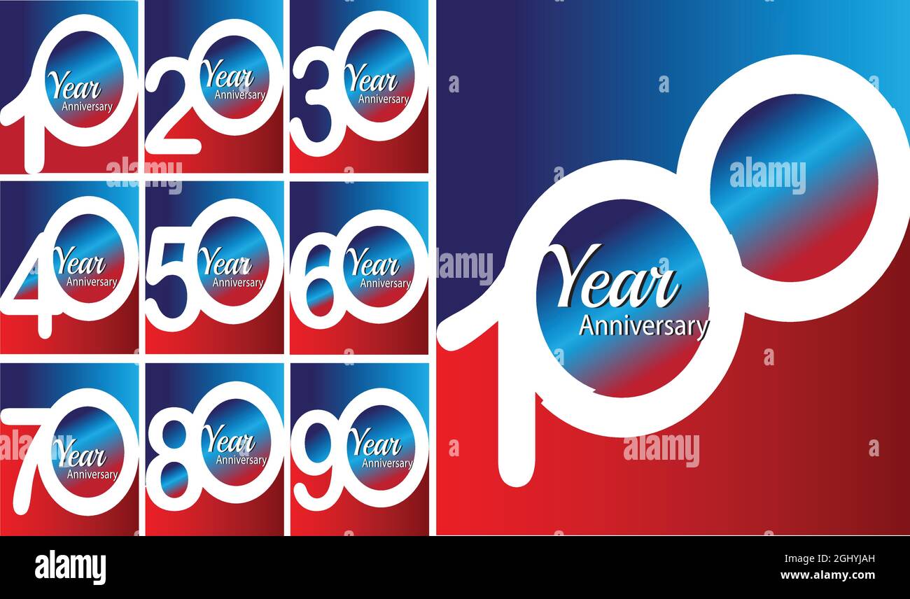 Set Year Anniversary Logo Vector Template Design Illustration Stock ...