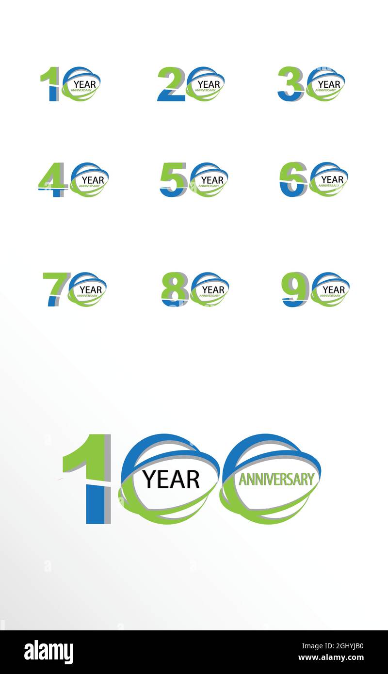 Set Year Anniversary Logo Vector Template Design Illustration Stock ...