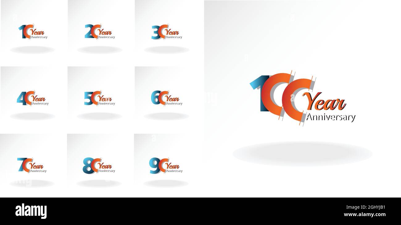 Set Year Anniversary Logo Vector Template Design Illustration Stock ...