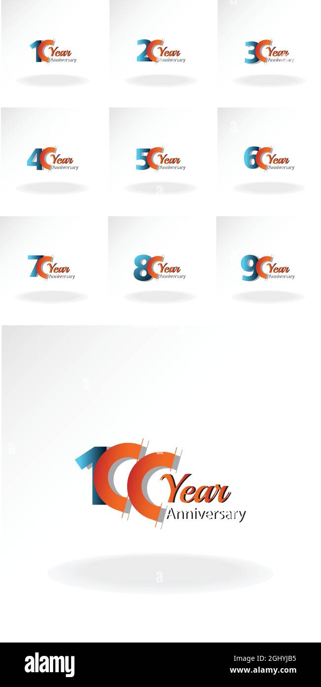 Set Year Anniversary Logo Vector Template Design Illustration Stock ...