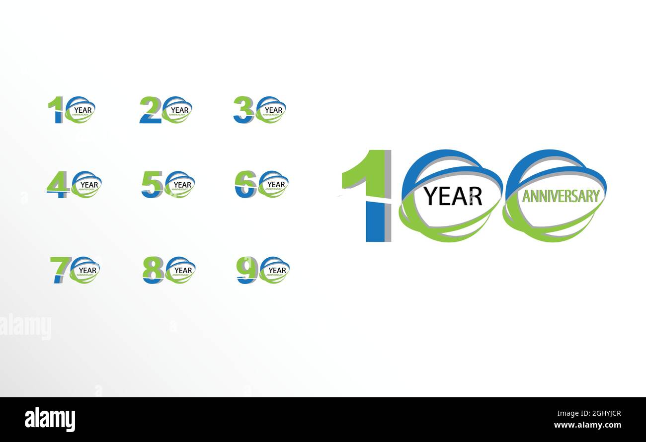 Set Year Anniversary Logo Vector Template Design Illustration Stock ...