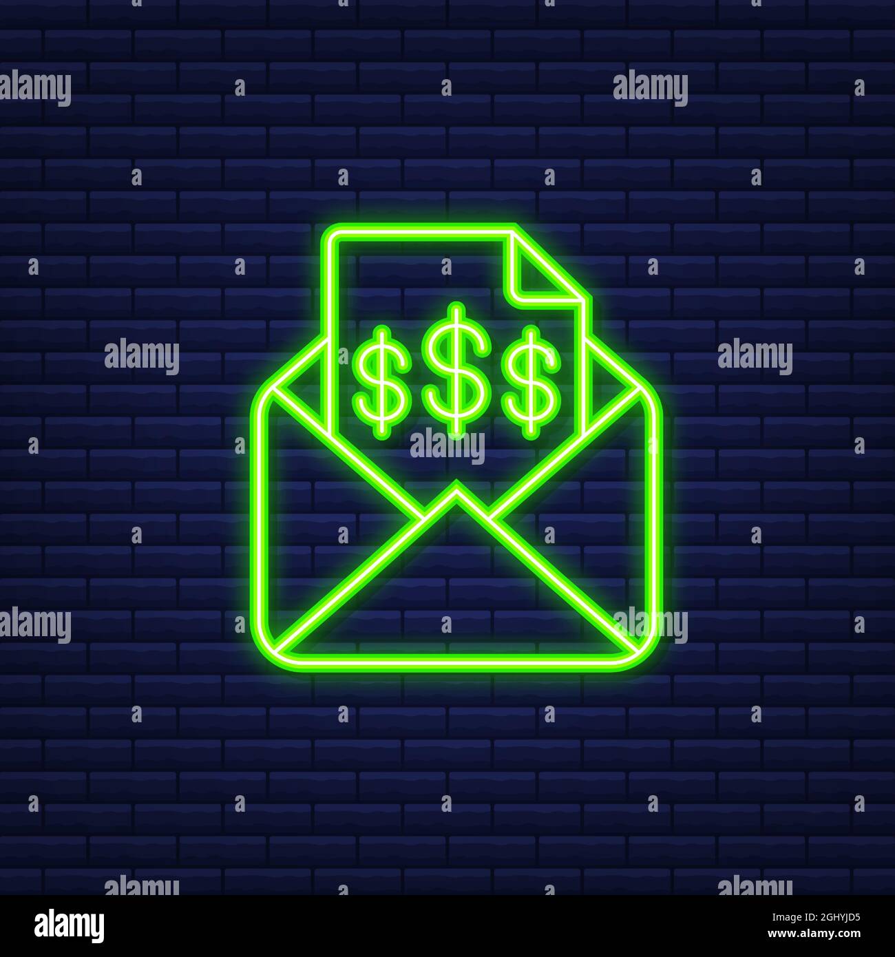 Invoice icon , email message received with bill document, flat style ...