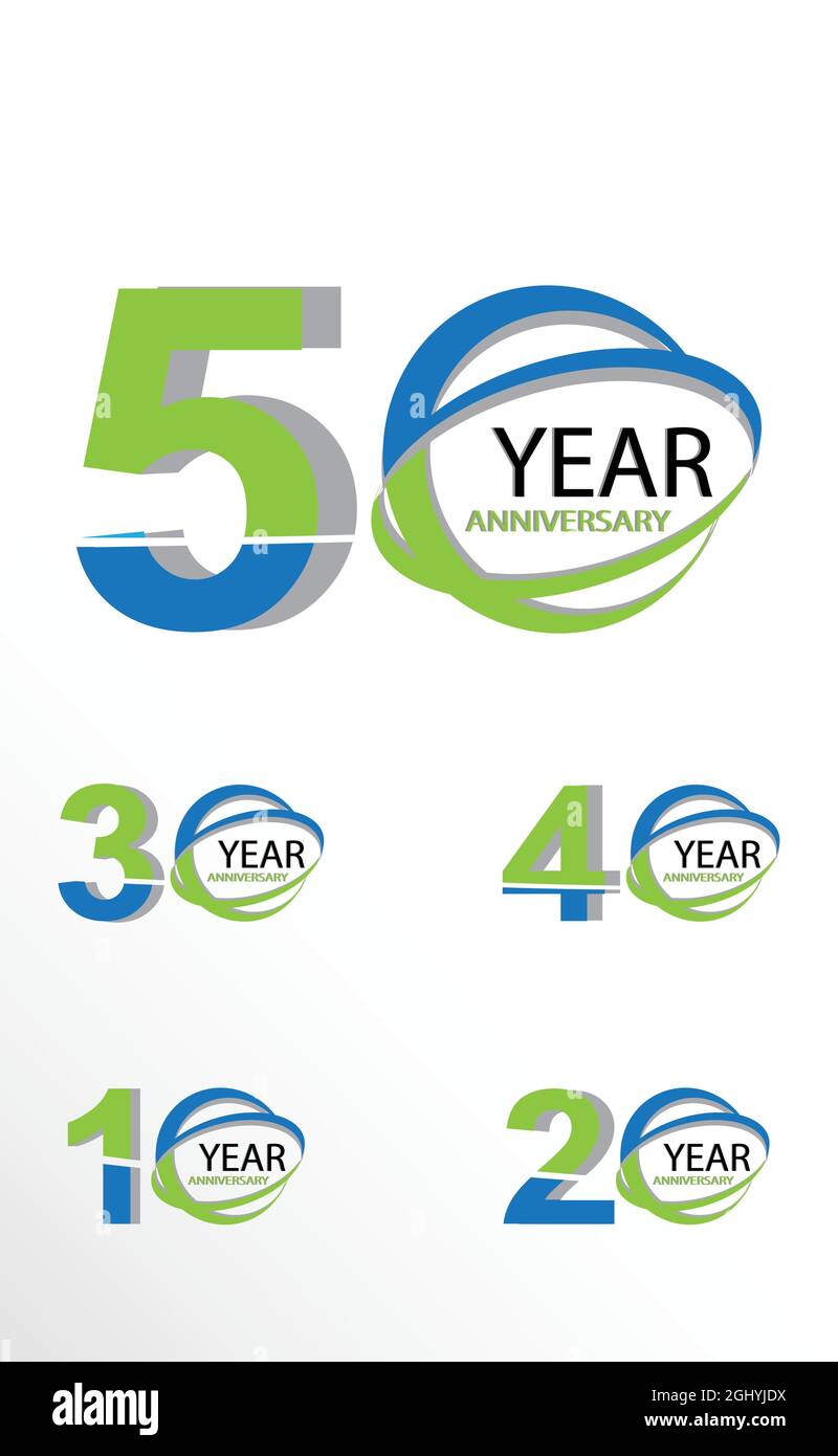 Set Year Anniversary Logo Vector Template Design Illustration Stock ...