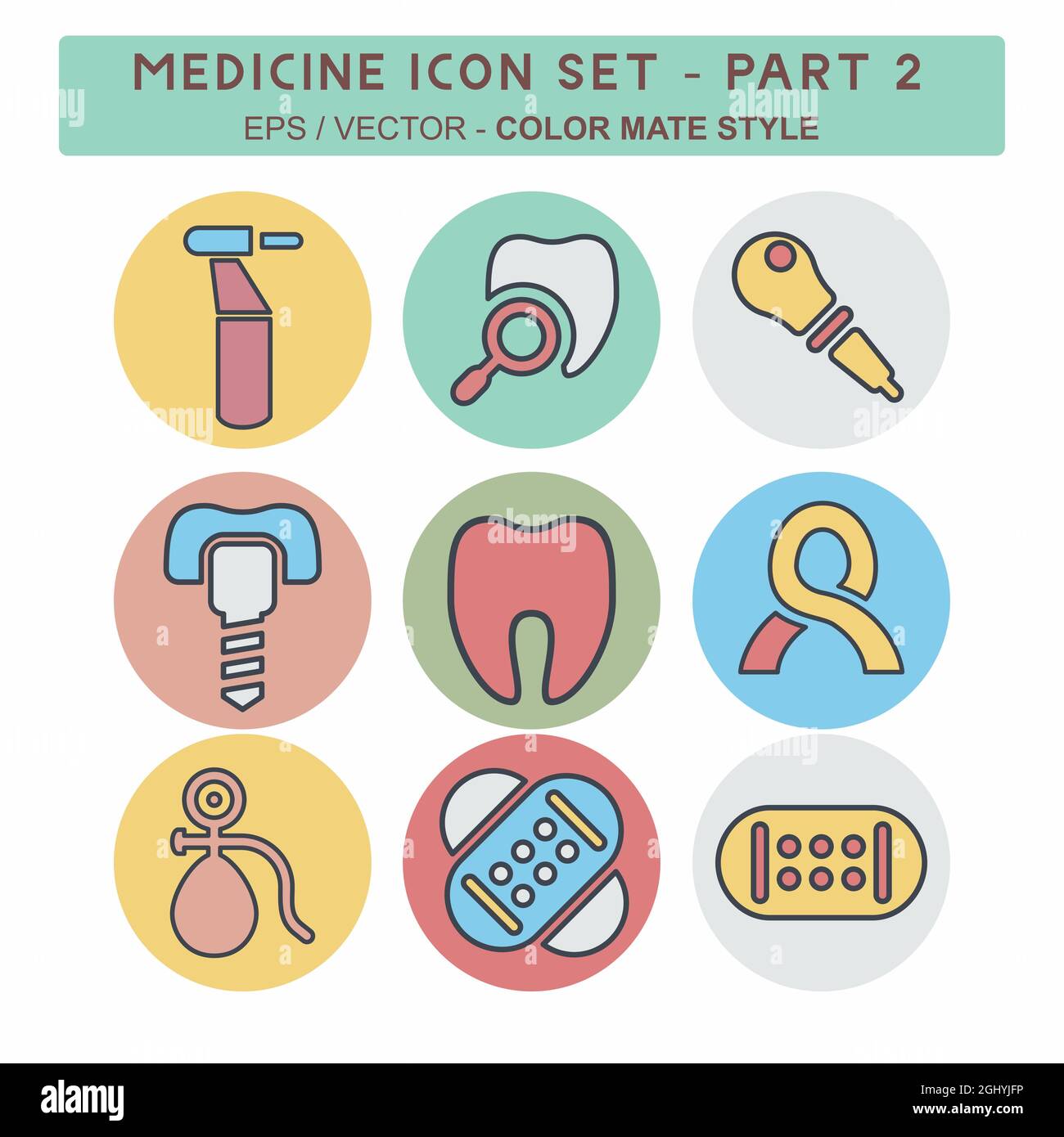 Set Icon Vector of Medicine Part 2 - Color Mate Style - Simple ...