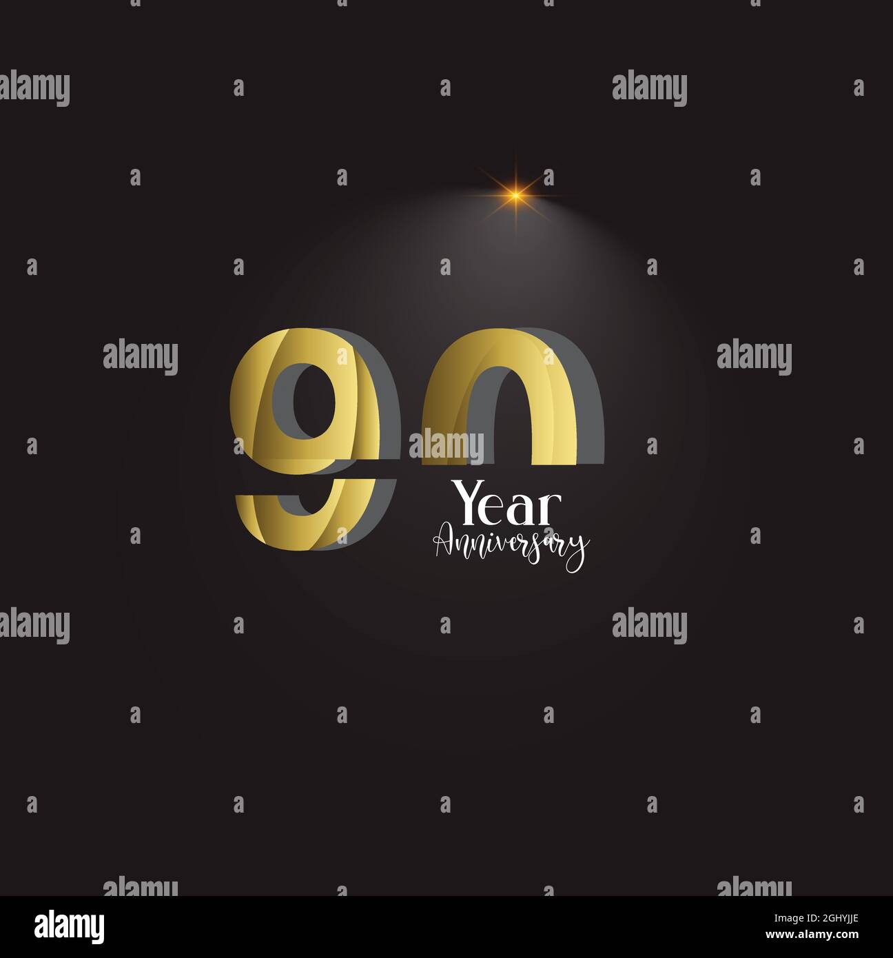 90 Year Anniversary Logo Vector Template Design Illustration gold and ...