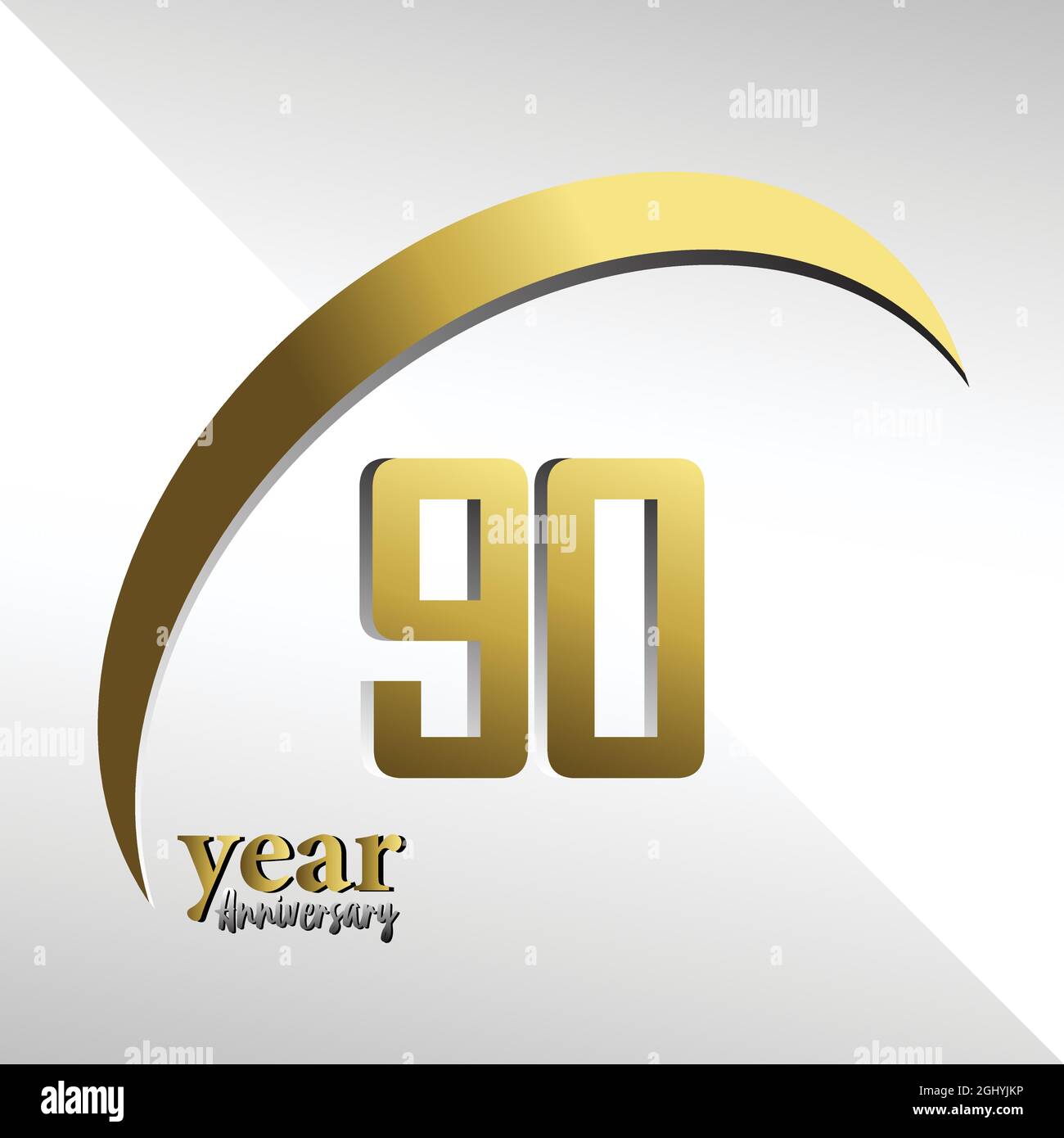 90 Year Anniversary Logo Vector Template Design Illustration gold and ...