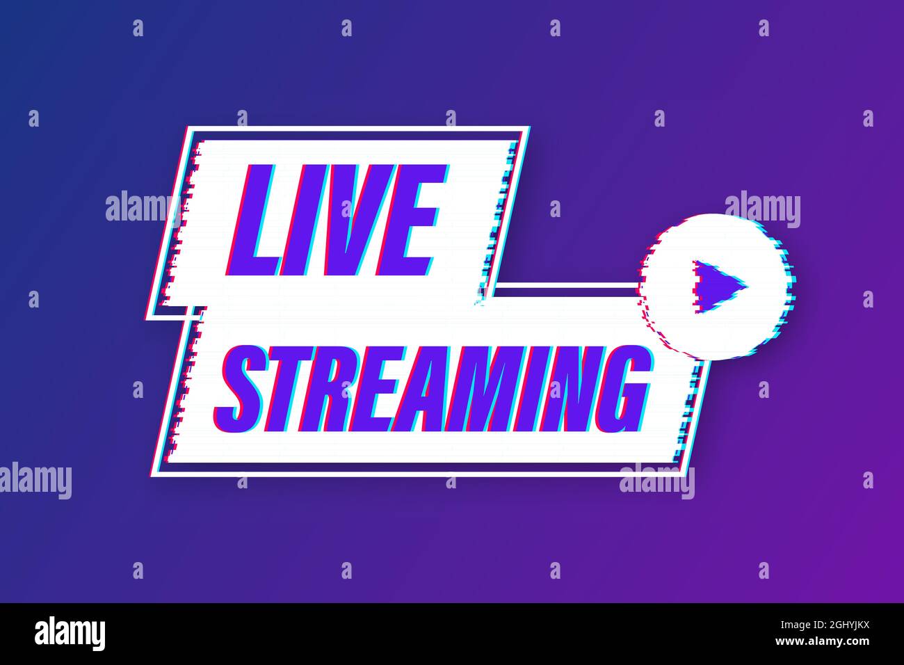Live streaming glitch logo, news and TV or online broadcasting. Vector ...