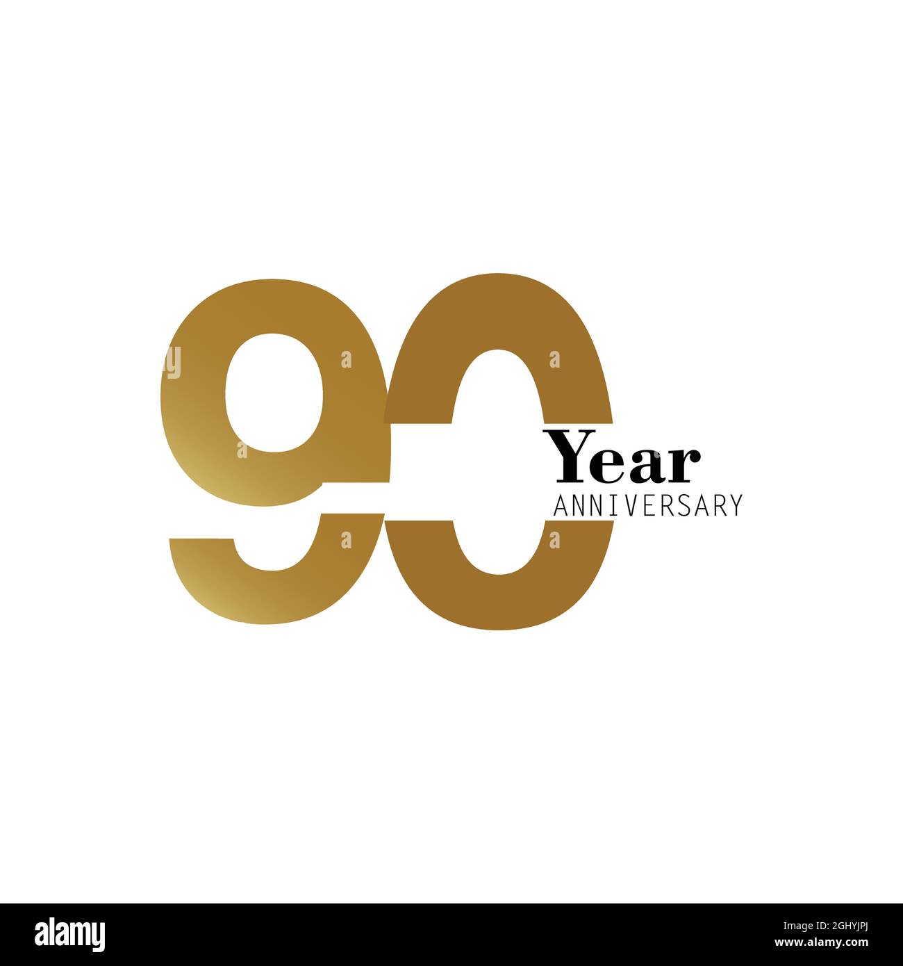 90 Year Anniversary Logo Vector Template Design Illustration gold and ...