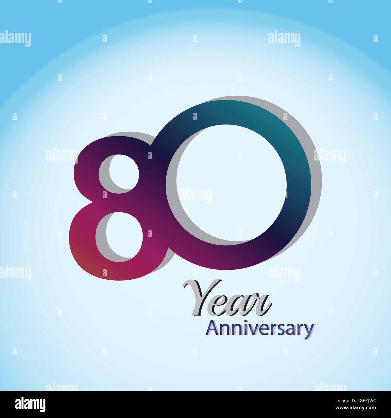 80 Year Anniversary Logo Vector Template Design Illustration blue and ...