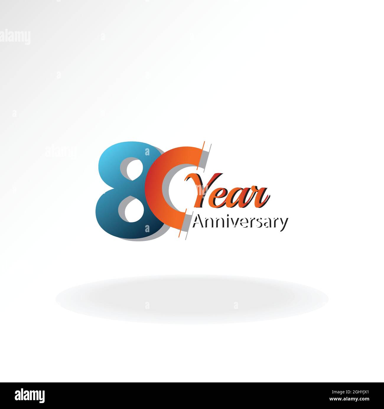 80 Year Anniversary Logo Vector Template Design Illustration blue and ...