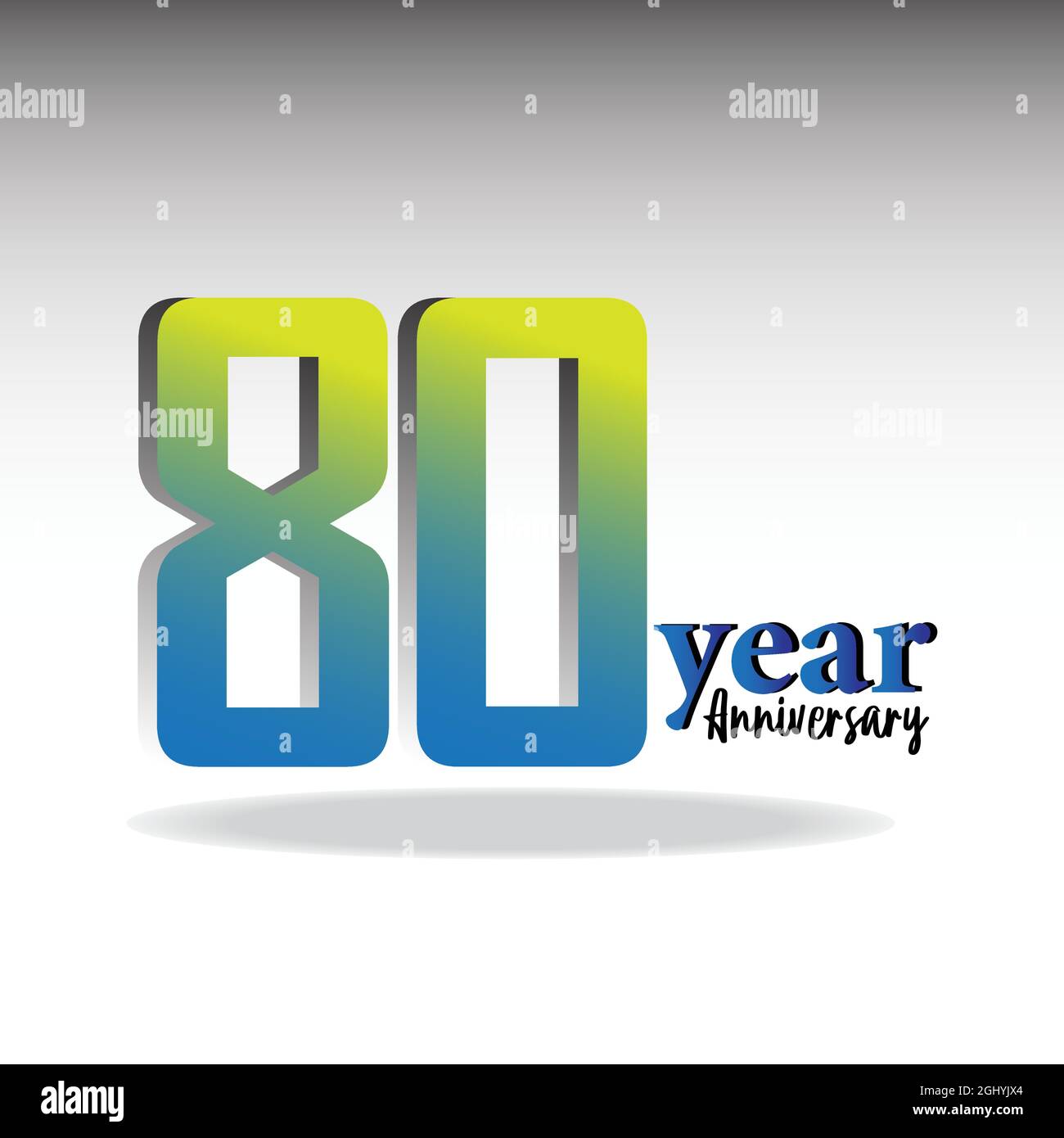 80 Year Anniversary Logo Vector Template Design Illustration blue and ...