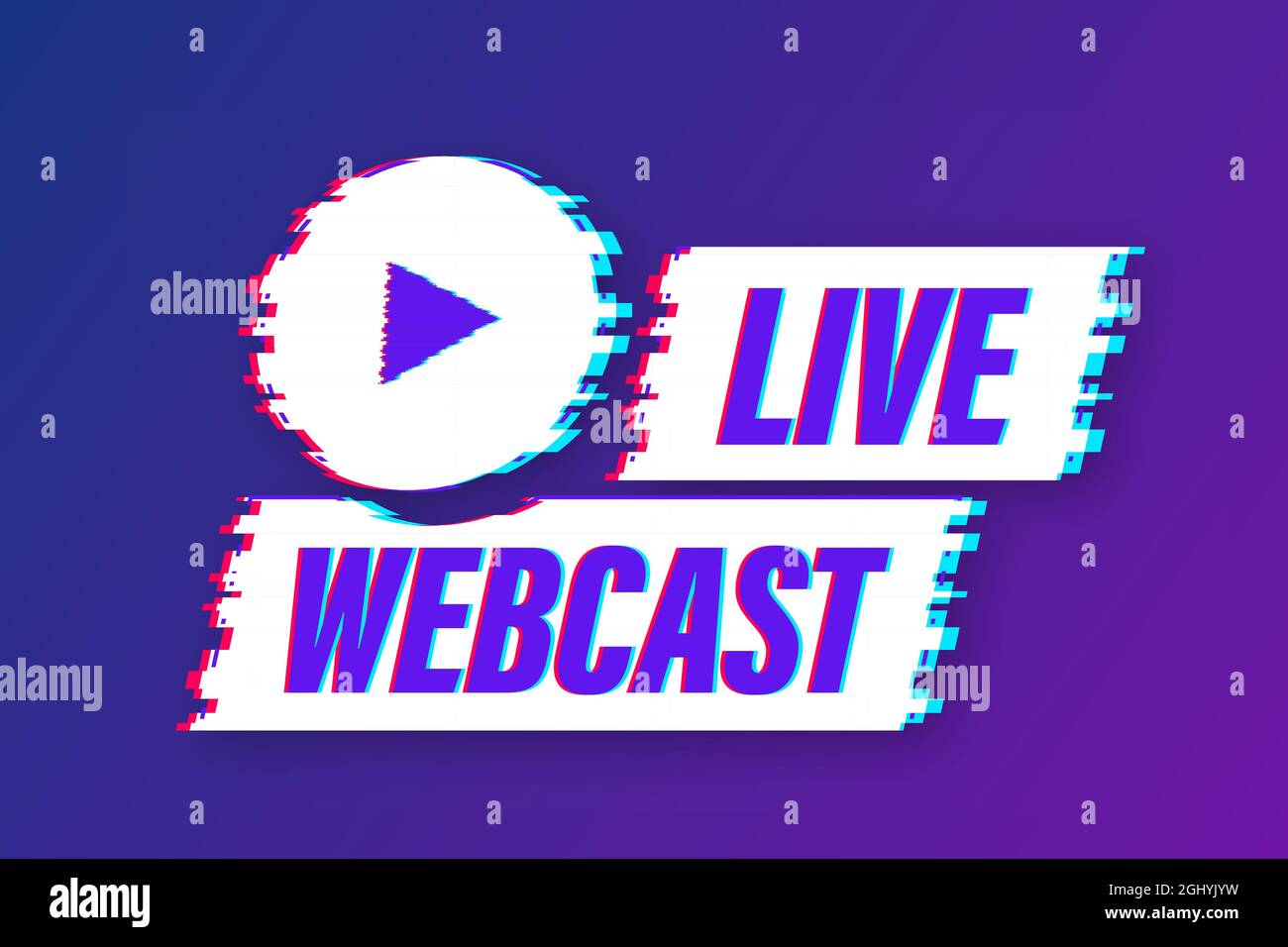 Live Webcast glitch Button, icon, emblem, label. Vector stock ...