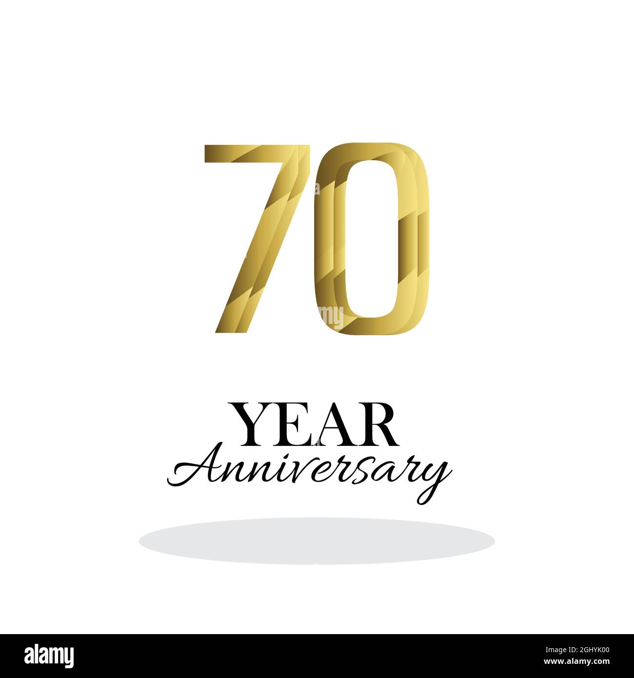 70 Year Anniversary Logo Vector Template Design Illustration gold and ...