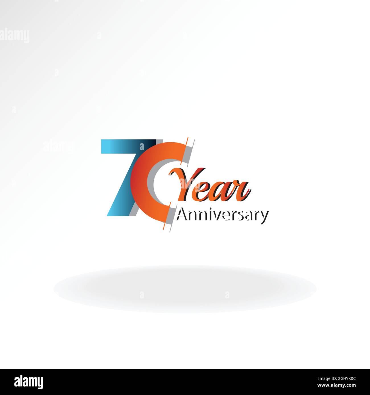 70 Year Anniversary Logo Vector Template Design Illustration blue and ...