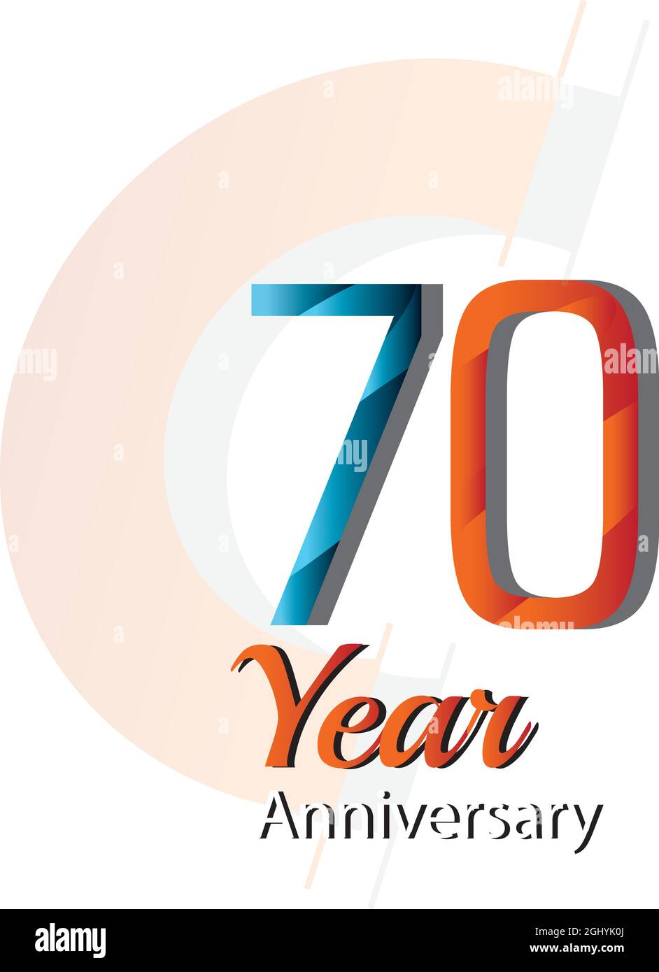 70 Year Anniversary Logo Vector Template Design Illustration blue and ...